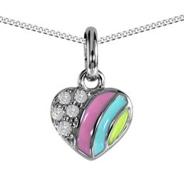 OSTSEE-SCHMUCK Damen Kette mit Anh&auml;nger "OSTSEE-SCHMUCK Kette mit Anh&auml;nger kleines Herz", 45cm, Silber 925 (Sterlingsilber), L: 40, braun, Silber 925
