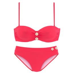 Vivance Damen B&uuml;gel-Bandeau-Bikini, rot, Gr. 34, unifarben, Polyamid, Bikini-Sets, mit edlen Zierkn&ouml;pfen