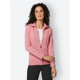 Damen Strickjacke, rosa, Gr. 36, CREATION L PREMIUM, unifarben, 100% Baumwolle, Strickjacken