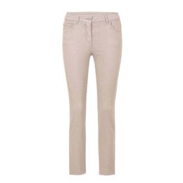 GOLDNER Damen 7/8-Hose "Kurzgröße Schmale Stretchhose BELLA"kitt, Gr. 25, Obermaterial: 65% Baumwolle CO. 31% Polyester PES. 4% Elasthan EL., Hosen