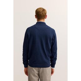 Bugatti Herren Strickjacke "Regular Fit"370, marine, Gr. XXXL, unifarben, Strick, 100% Baumwolle, Strickjacken, aus Baumwolle mit Stehkragen