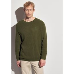 Street One MEN Herren Rundhalspullover, gr&uuml;n, Gr. M, unifarben, Web, 100% Baumwolle, Pullover, aus reiner Baumwolle