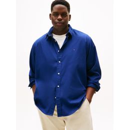 Tommy Hilfiger Big & Tall Herren Langarmhemd, blau, Gr. 4XL, TOMMY HILFIGER BIG & TALL, unifarben, Web, Obermaterial: 98% Baumwolle, 2% Elasthan, Hemden, Gro&szlig;e Gr&ouml;&szlig;en,