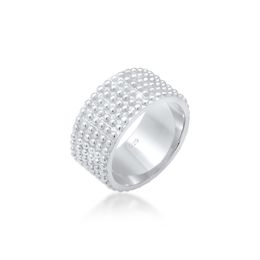 Elli Damen Fingerring "Breit Bandring Dots Kugeln 925 Silber", 52mm, ohne Stein, Silber 925 (Sterlingsilber), 10mm, silber, Silber 925