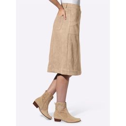 Inspirationen Damen Lederimitatrock, beige, Gr. 40, unifarben, 90% Polyester, 10% Elasthan, R&ouml;cke