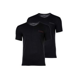 Emporio Armani Damen T-Shirt "T-Shirt CORE LOGOBAND 2er Pack", schwarz, Gr. L, Obermaterial: 95% Baumwolle CO. 5% Elasthan EL., Shirts