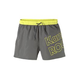 Kangaroos Herren Badeshorts "Adams", grau, Gr. S, kontrastfarbene Details, Microfaser, Badehosen, mit gro&szlig;em Logoschriftzug