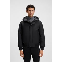 BOSS Orange Herren Blouson "Osis", schwarz, Gr. 46, unifarben, Web, Obermaterial: 100% Polyester, Jacken, relaxed fit, mit wattierter Kapuze,
