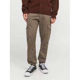 Jack & Jones JACK & JONES Herren Cargohose "JPSTPAUL JJFLAKE CARGO NOOS", braun, Gr. 31, unifarben, Web, Obermaterial: 98% Baumwolle, 2% Elasthan, Hosen, mit