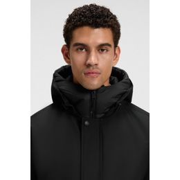 BOSS Orange Herren Blouson "Osis", schwarz, Gr. 56, unifarben, Web, Obermaterial: 100% Polyester, Jacken, relaxed fit, mit wattierter Kapuze,