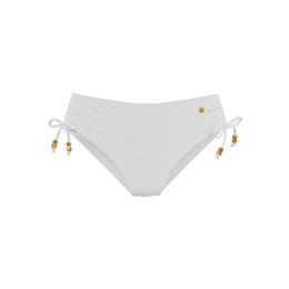 Lascana Damen Bikini-Hose "Omara", beige, Gr. 38, unifarben, Recycling-Polyamid, Badehosen, mit Lochstickerei