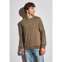 Street One MEN Damen Rundhalspullover, braun, Gr. L, unifarben, Web, 100% Baumwolle, Pullover, aus reiner Baumwolle