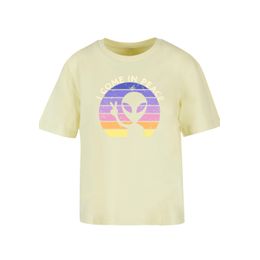 F4NT4STIC Damen T-Shirt "Alien Peace Sunset", gelb, Gr. XS, Obermaterial: 100% Baumwolle, Shirts, Premium Qualit&auml;t