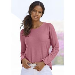 Lascana Damen Langarmshirt "mit Streifenstruktur", transparent, Basic, Gr. 32, unifarben, Jersey, Obermaterial: 100% Baumwolle, Shirts, aus weicher