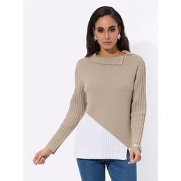 CR&Eacute;ATION L CREATION L Damen Strickpullover "Jacquard-Pullover", beige, Gr. 36, gemustert, 63% Polyacryl, 27% Wolle, 7% Polyester, 3% metallisierte Fasern,
