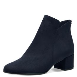 Tamaris Damen Stiefelette, Gr. 38, blau, Textil, Veloursleder, unifarben, Schuhe, Blockabsatz, Basicstiefelette in veganer Verarbeitung, schmale Form