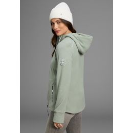 Kangaroos Damen Fleecejacke, gr&uuml;n, Gr. 44, kontrastfarbene Details, unifarben mit Farbeinsatz, Fleece, Obermaterial: 100% Polyester, Jacken,