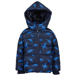 Blue Seven Jungen Steppjacke, blau, Gr. 128, bedruckt, Web, Obermaterial: 100% Polyester, Jacken, im tollen Dino-Alloverprint