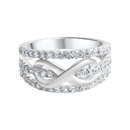ZEEme Damen Fingerring "Silber 925 rhodiniert mit Unendlichkeitssymbol", 052 (16,6), Silber 925 (Sterlingsilber), wei&szlig;, Silber 925 (Sterlingsilber),