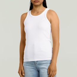 G-Star Raw G-STAR Damen Tanktop "Ribbed Tanktop", wei&szlig;, Gr. L, unifarben, Single Jersey, Obermaterial: 95% Baumwolle, 5% Elasthan, Tops, mit breiten Tr&auml;gern