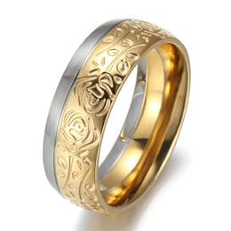 Firetti Damen Trauring "Schmuck Geschenk "LIEBE" bicolor, ca. 8,00 mm breit", 54,mit Au&szlig;enstruktur, Edelstahl, 8mm, gold, Edelstahl, Fingerringe