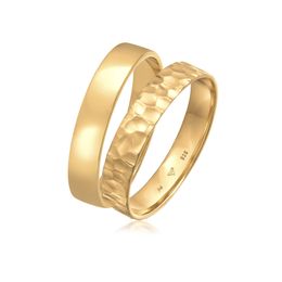 Kuzzoi Herren Ring-Set "Kuzzoi Ring Set Basic Geh&auml;mmert 925 Silber", 64mm, Silber 925 (Sterlingsilber), 1mm, gold, Silber 925 (Sterlingsilber),