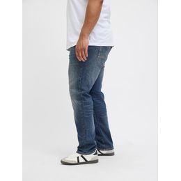 Jack & Jones PlusSize Herren Comfort-fit-Jeans "JJIMIKE JJFOX CB 082 PLS", blau, Gr. 42, JACK & JONES PLUSSIZE, Abriebeffekte, Denim/Jeans, Obermaterial: 98% Baumwolle, 2%