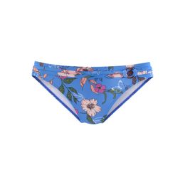 s.Oliver Damen Bikini-Hose "Maya", blau, Gr. 34, floral, Polyamid, Badehosen, mit Zierg&uuml;rtel