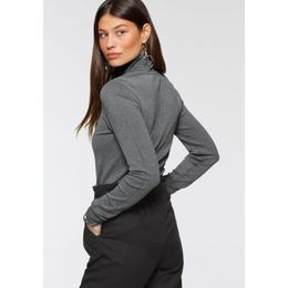 Bruno Banani Damen Rollkragenpullover, grau, Basic, Gr. 40, clean, unifarben, Feinstrick, Obermaterial: 70% Viskose, 30% Polyamid, Pullover, mit