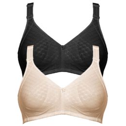 SuSa Damen B&uuml;gelloser BH "2er Pack BH ohne B&uuml;gel Topsy Plus", Gr. 95, beige, Obermaterial: 40% Baumwolle CO. 30% Polyamid PA. 30% Elasthan EL., BHs