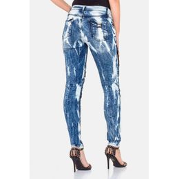 Cipo & Baxx CIPO & BAXX Damen Slim-fit-Jeans "Jeans", blau, Gr. 27, unifarben, 98% Baumwolle, 2% Elasthan, Jeans, mit Ziersteinen, WD-368
