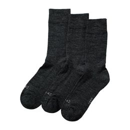 Apollo Herren Basicsocken, Gr. 35, schwarz, Elasthan, Polyamid, Wolle, meliert, unifarben, Socken, Unisex mit Stickerei und weichen Merinowoll-Anteil