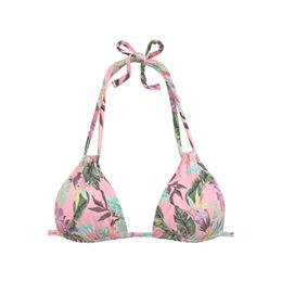 s.Oliver Damen Triangel-Bikini-Top "Azalea", rosa, Gr. 34, floral, Microfaser, Recycling-Polyamid, Bikini-Oberteile, im tropischen Druck