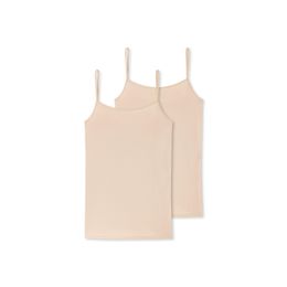 Schiesser Damen Unterhemd "Unterhemd 2er Pack", Gr. M, beige, Obermaterial: 95% Baumwolle CO. 5% Elasthan EL., Unterhemden