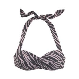 Lascana Damen Bandeau-Bikini-Top "Kaa", schwarz, Gr. 36, Animalprint, Recycling-Polyamid, Bikini-Oberteile, im Animal-Design