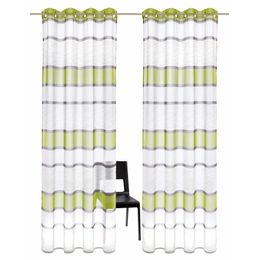 Gardine OTTO HOME, B:144cm H:145cm, gr&uuml;n, Voile, Polyester, Wohnzimmer, Gardinen, "Jay", Vorhang, 2-er Set, Fertiggardine, transparent, Querstreifen