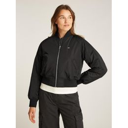 Tommy Jeans Damen Bomberjacke, schwarz, Gr. M, unifarben, Web, Obermaterial: 100% Polyester. Futter: 100% Polyester. Wattierung: 100% Polyester,