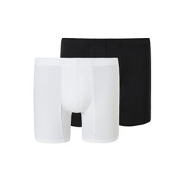 Schiesser Herren Boxershorts "Boxershort Premium Cotton-Shorts 2P 2er Pack", Gr. Sschwarz, weiß, Obermaterial: 95% Baumwolle CO. 5% Elasthan EL.,