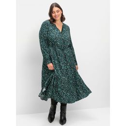 sheego Damen Blusenkleid "Blusenkleid", gr&uuml;n, Gr. 44, bedruckt, gemustert, 100% Viskose, Kleider