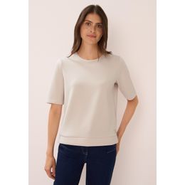 Cecil Damen T-Shirt, beige, Gr. XL, unifarben, Stoff, 47% Modal, 45% Polyester, 8% Elasthan, Shirts, mit Rundhalsausschnitt