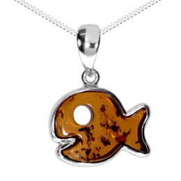 OSTSEE-SCHMUCK Damen Kette mit Anh&auml;nger "OSTSEE-SCHMUCK Kette mit Anh&auml;nger Fisch Kette mit Anh&auml;nger Fisch", 50cm, Silber 925 (Sterlingsilber), L: 40,
