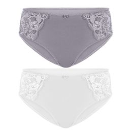 SuSa Damen Slip "2er Pack Damen Slip Latina", Gr. 48, wei&szlig;, Obermaterial: 78% Polyamid PA. 16% Elasthan EL. 6% Baumwolle CO., Unterhosen
