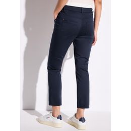 Street One Damen 7/8-Hose, blau, Gr. 38, unifarben mit Farbeinsatz, Web, 97% Baumwolle, 3% Elasthan, Hosen, 4-Pocket Style