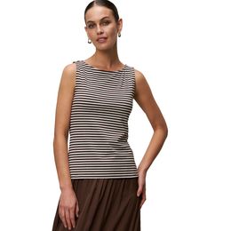 Zero Damen Tanktop "Damen Streifentop mit U-Bootausschnitt", braun, Gr. 34, gestreift, Jersey, Obermaterial: 47% Modal, 47% Baumwolle, 6% Elastan.