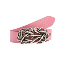 Damen Lederg&uuml;rtel, pink, Gr. 100, RETTUNGSRING G&Uuml;RTEL, unifarben, Leder, G&uuml;rtel, mit austauschbarer Schlie&szlig;e &raquo;Strohknoten&laquo;