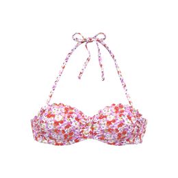 Lascana Damen B&uuml;gel-Bandeau-Bikini-Top "Jasmin", bunt, Gr. 38, floral, Microfaser, Bikini-Oberteile, im Bl&uuml;mchen-Druck