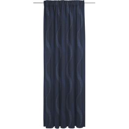 Vorhang WIRTH, B:132cm H:175cm, blau, Jacquard, Baumwolle, Polyester, Wohnzimmer, Gardinen, "Lupara"