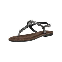 Lazamani Damen Zehentrenner "Lazamani Zehensteg Leder", Gr. 38pewter, Leder, Schuhe