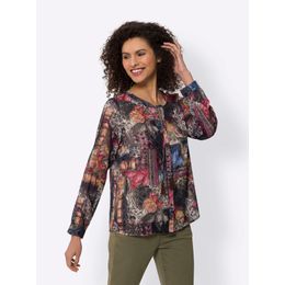 Heine Damen Druckbluse, bunt, Gr. 40, animal-print, bedruckt, gemustert, mehrfarbig, 100% Polyester, Top:100% Viskose, Blusen