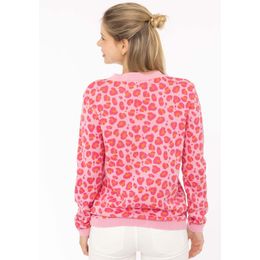 Zwillingsherz Damen Strickjacke ""Gestrickter-Leo"", rosa, Gr. L, Strick, Obermaterial: 100% Baumwolle, Strickjacken, mit Kn&ouml;pfen, mit Leomuster aus
